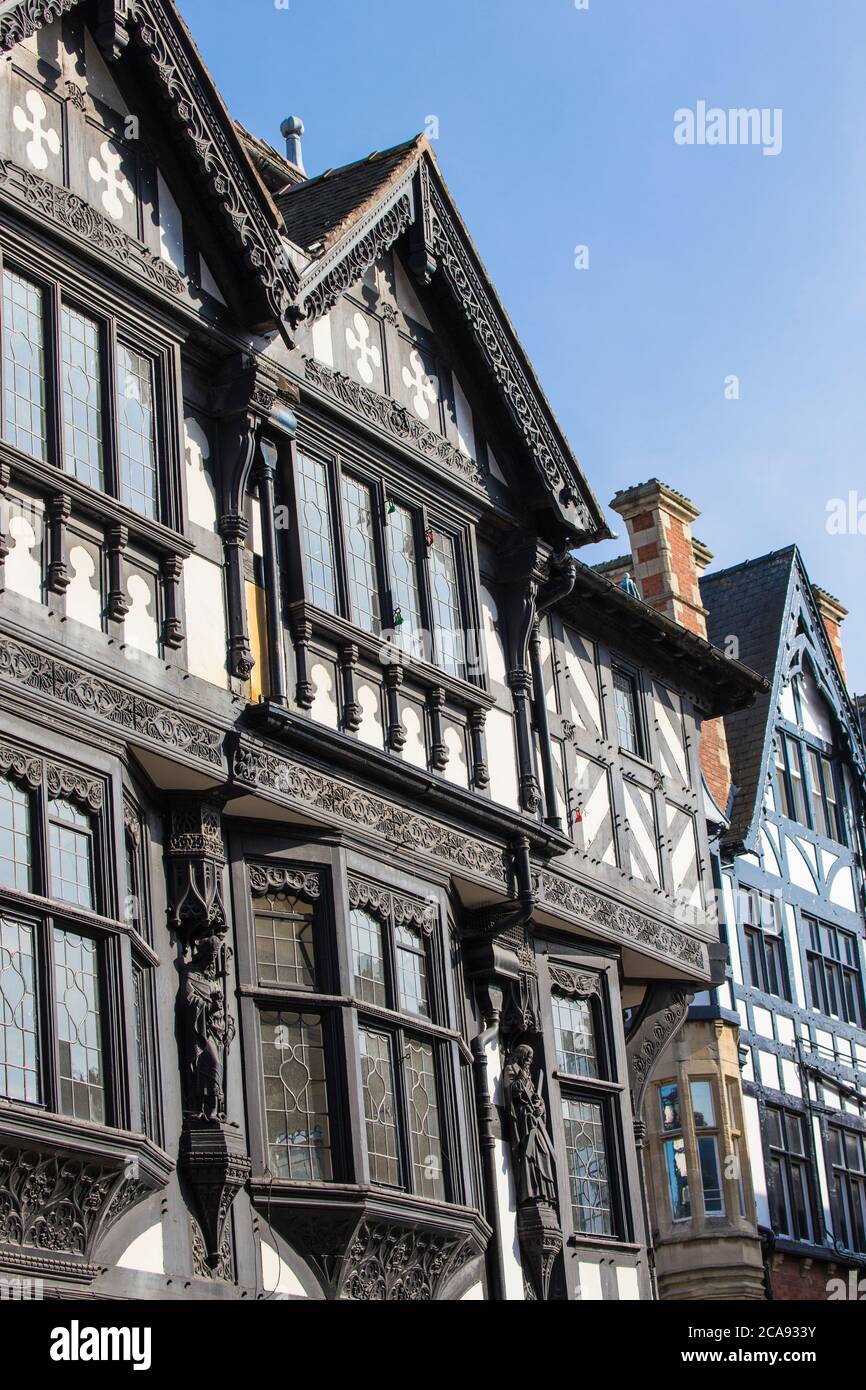 Tudor buildings on Eastgate Street, Chester, Cheshire, England, United ...