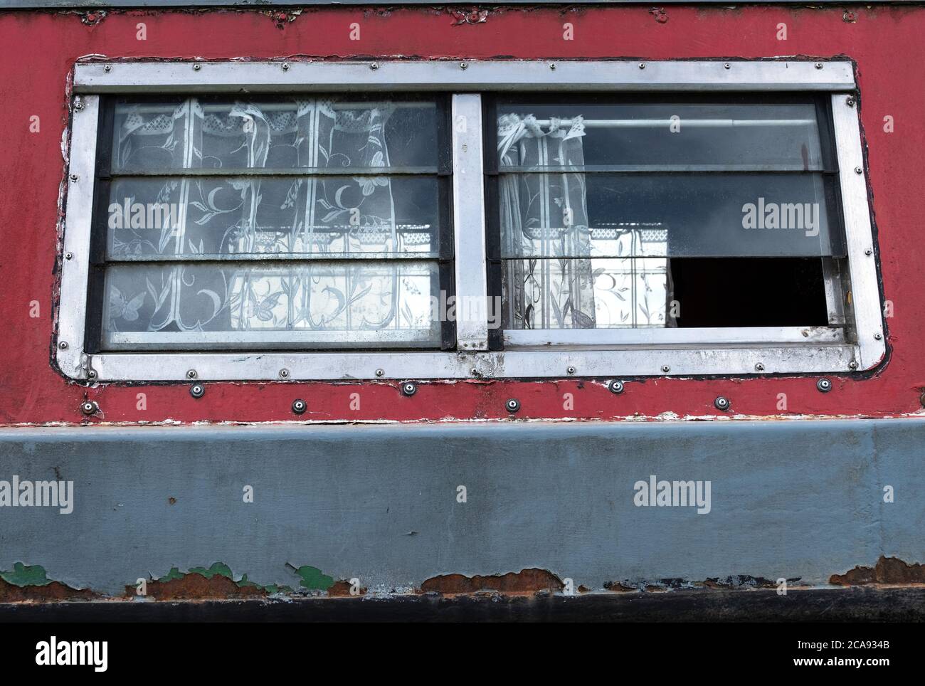 Old narrow boat window Stock Photo - Alamy