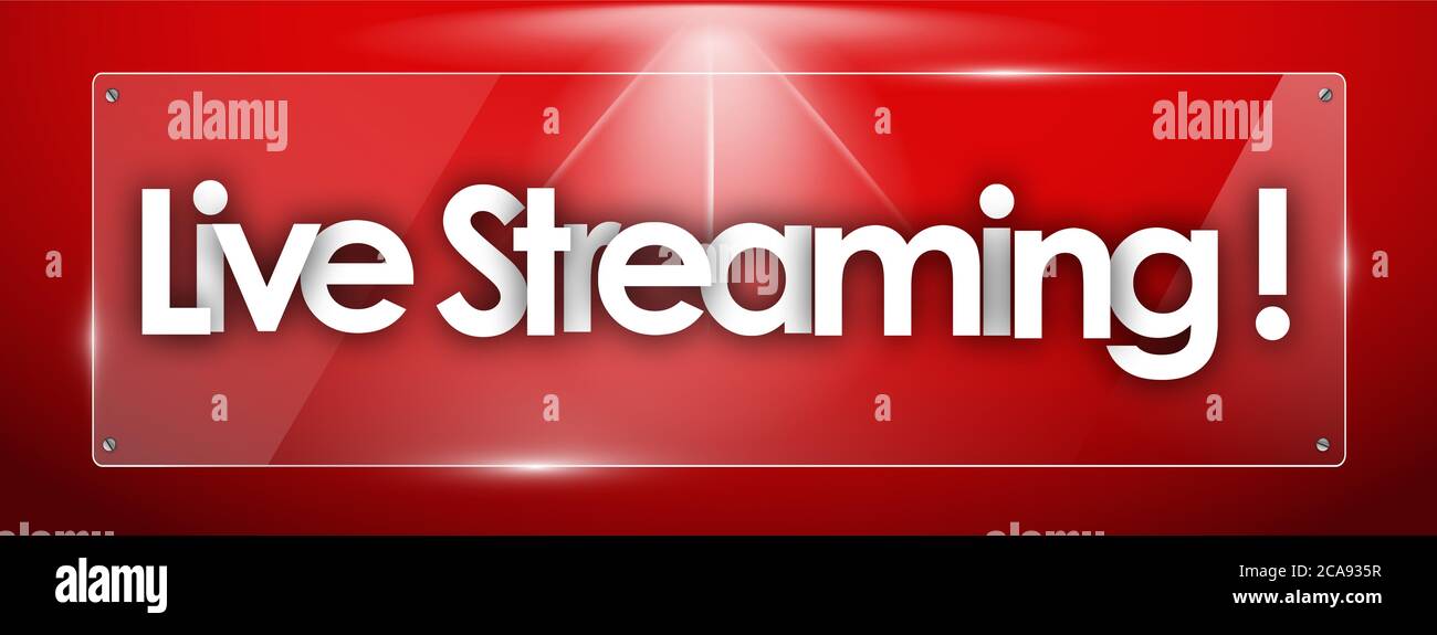 live streaming word in transparent glass shapes Stock Photo - Alamy