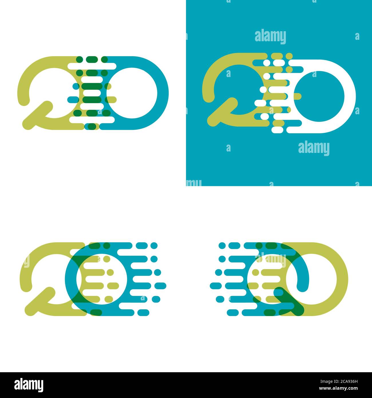 QO letters logo with accent speed in blue and light green Stock Vector ...