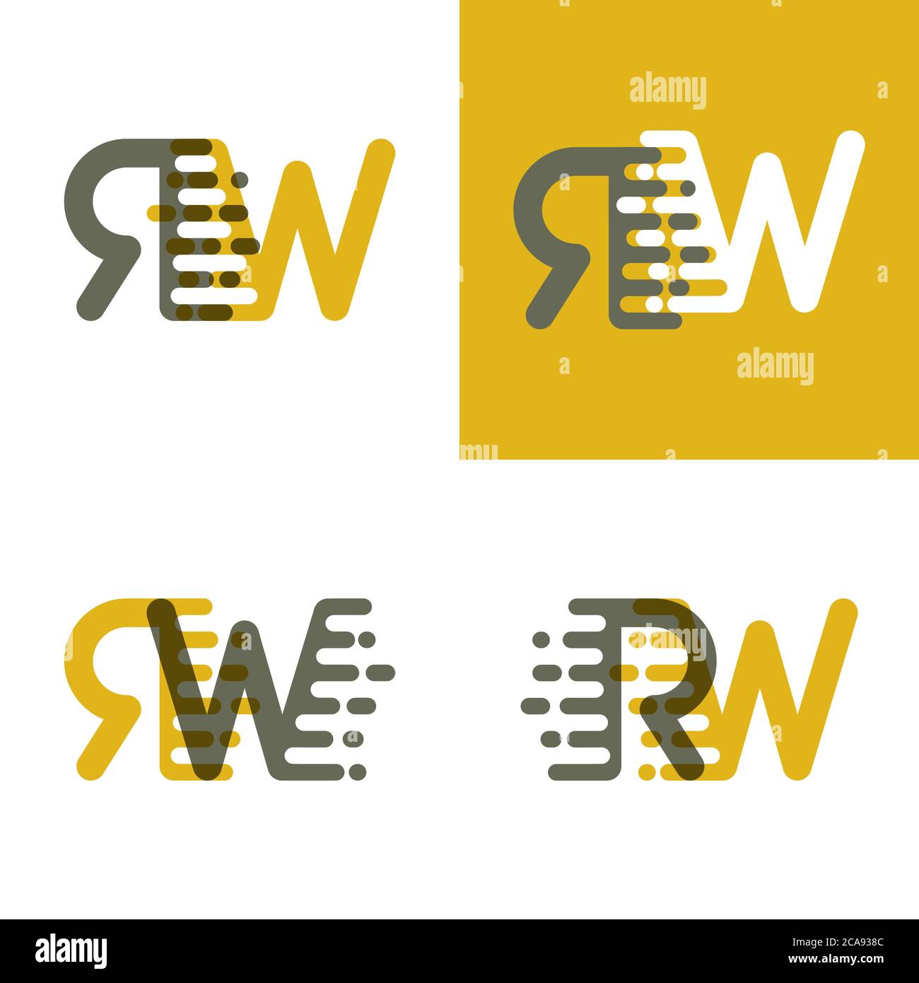 RW letters logo with accent speed in brown and dark yellow Stock Vector ...