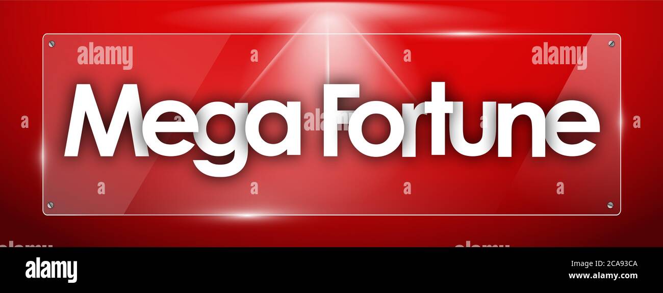 Mega Fortune word in transparent glass shapes Stock Photo - Alamy