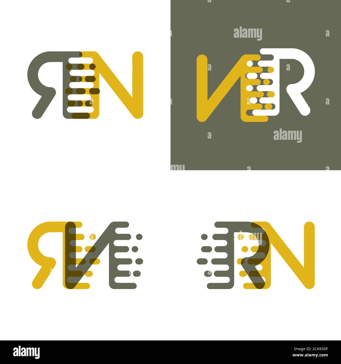 RN letters logo with accent speed in brown and dark yellow Stock Vector ...