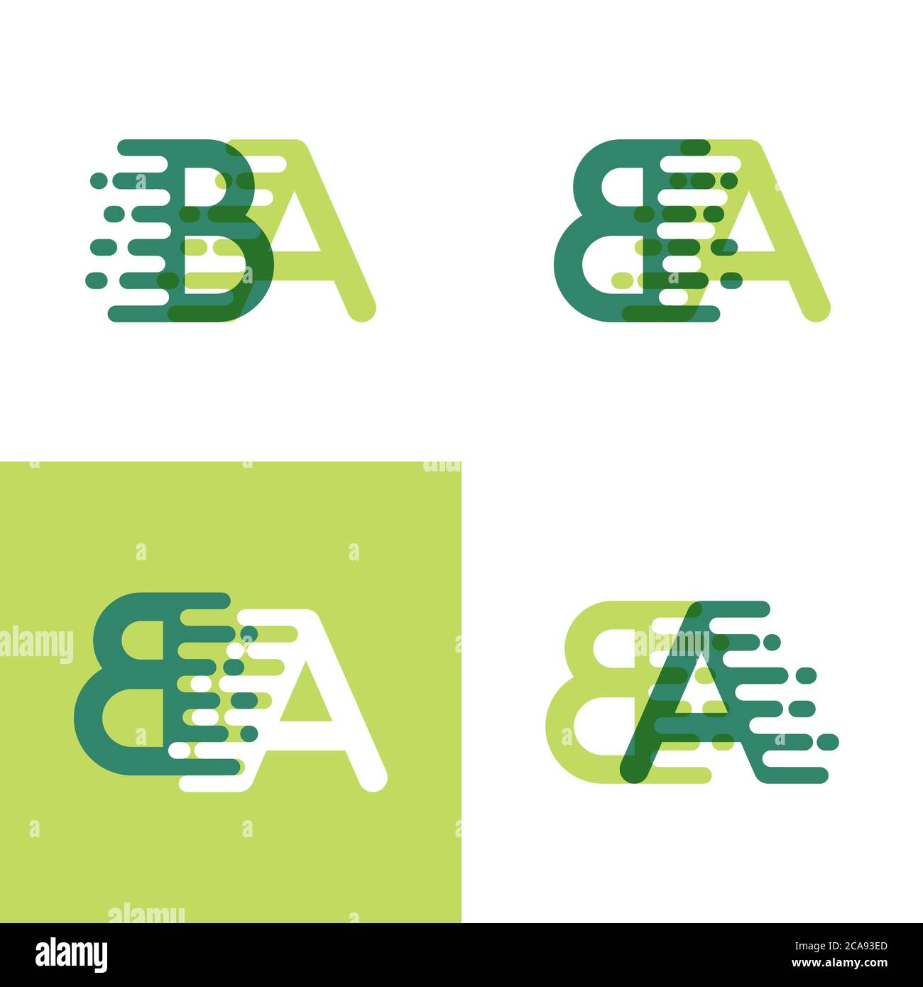 BA letters logo with accent speed in light green and dark green Stock ...