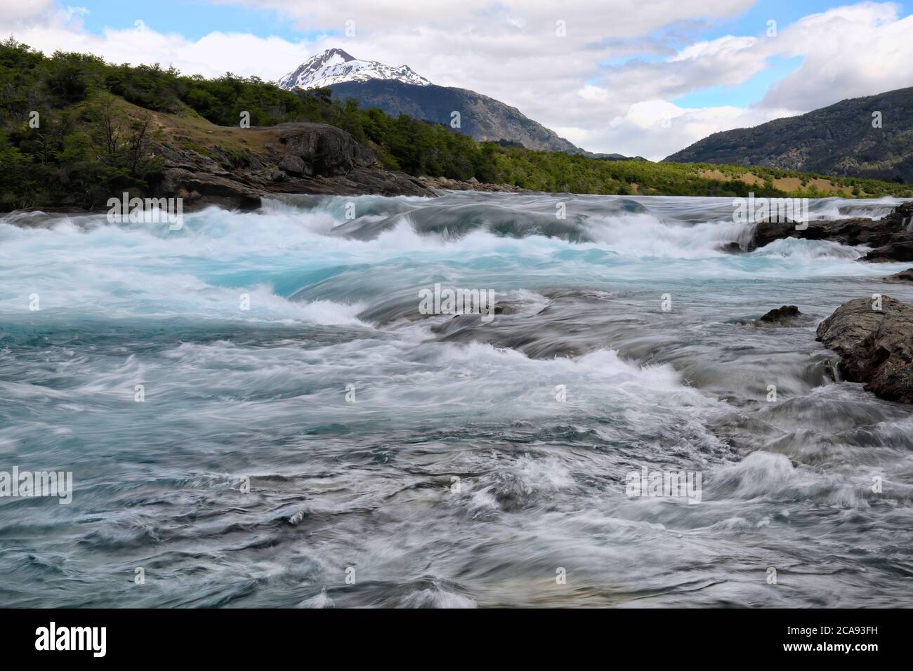 Confluence blue Baker River and grey Neff River, Pan-American between ...