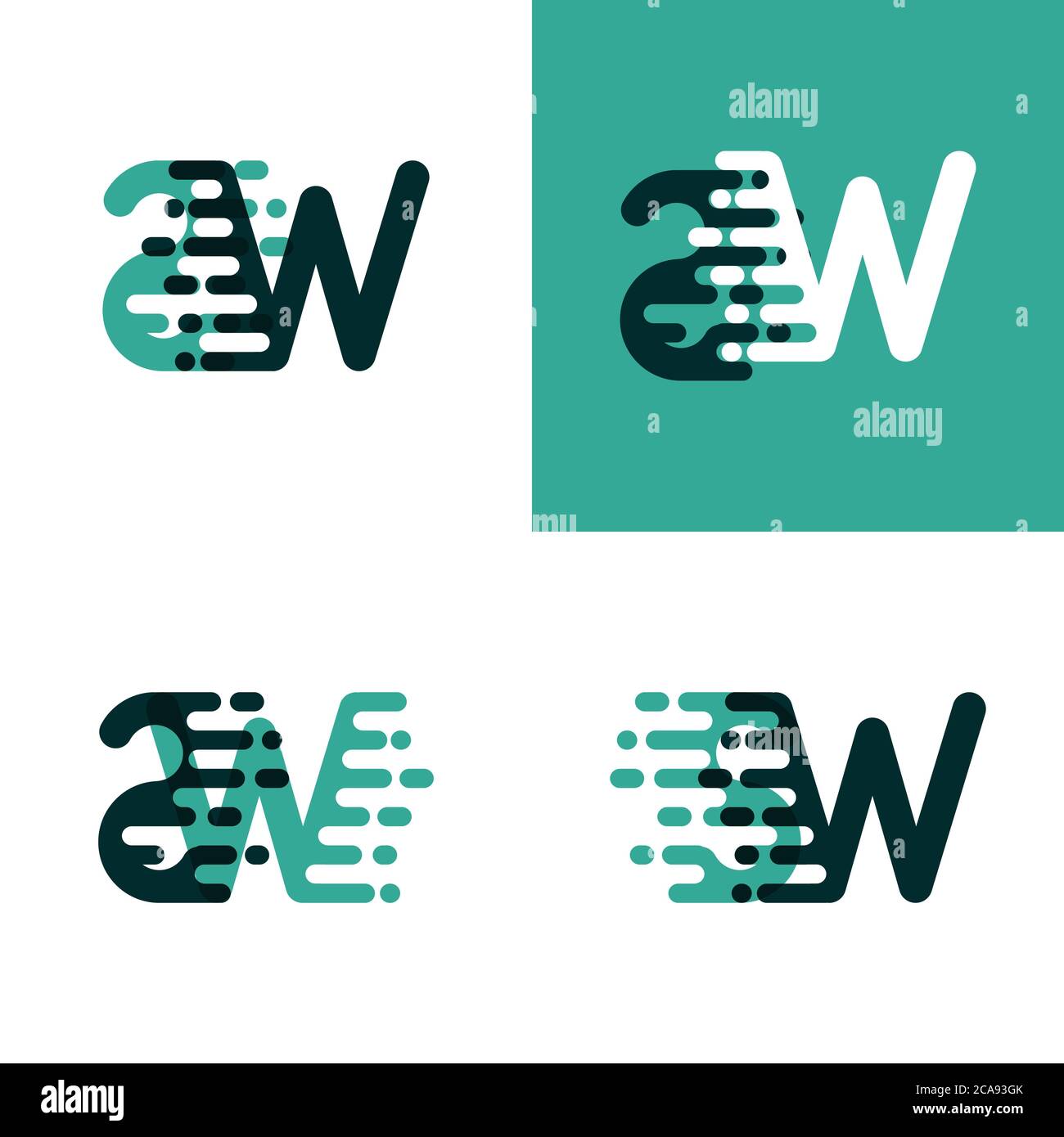 SW letters logo with accent speed in light green and dark green Stock ...