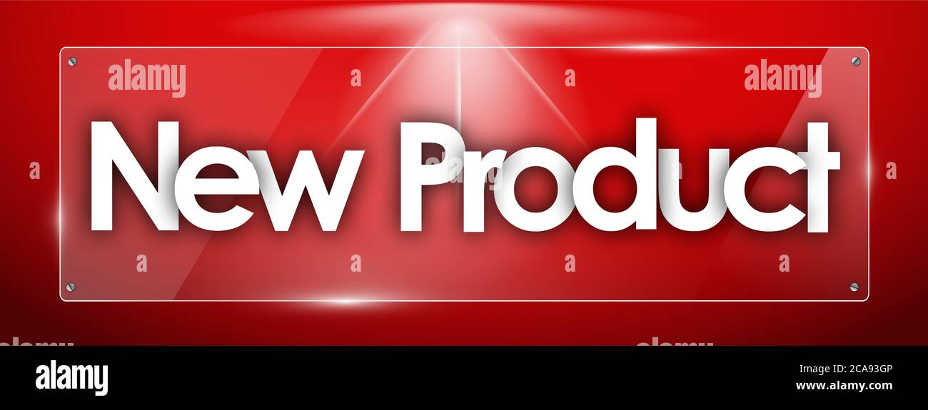 New Product word in transparent glass shapes Stock Photo - Alamy
