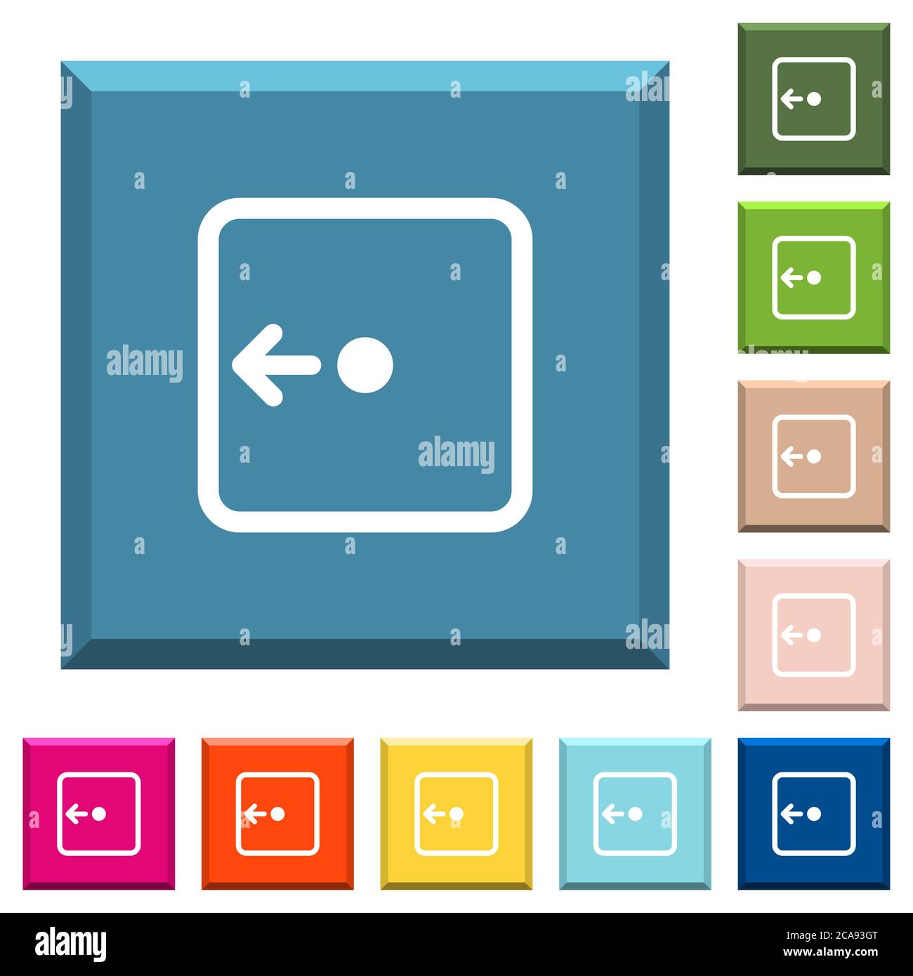 Move object left white icons on edged square buttons in various trendy ...