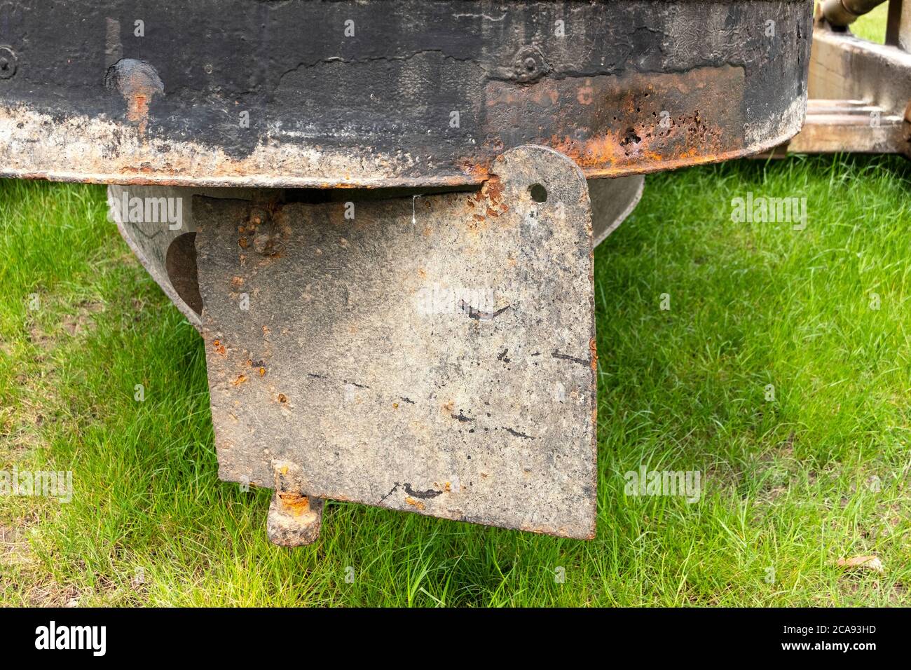 Rudder of a rusty narrow boat Stock Photo - Alamy