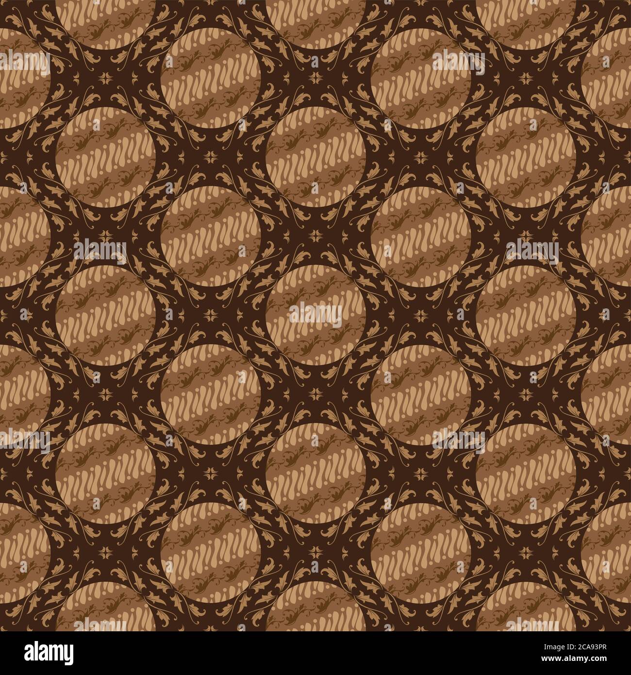 Modern circle motifs on Parang batik with brown color background Stock ...