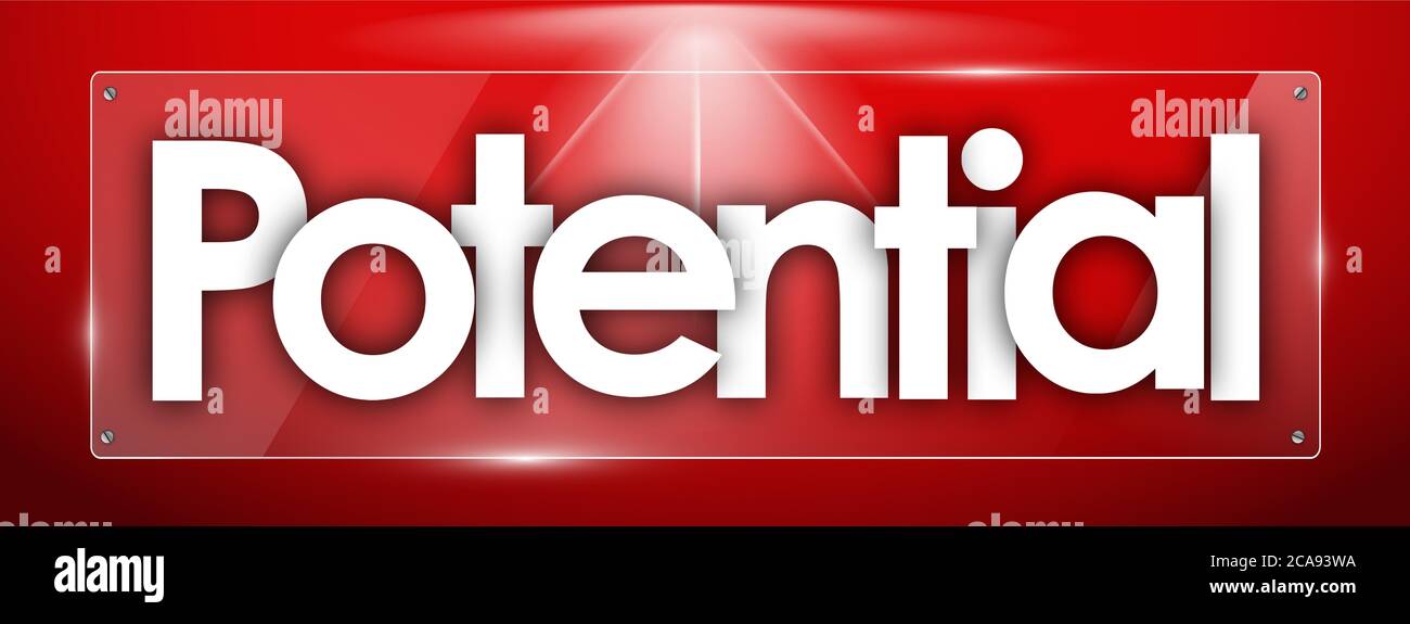 Potential word in transparent glass shapes Stock Photo - Alamy