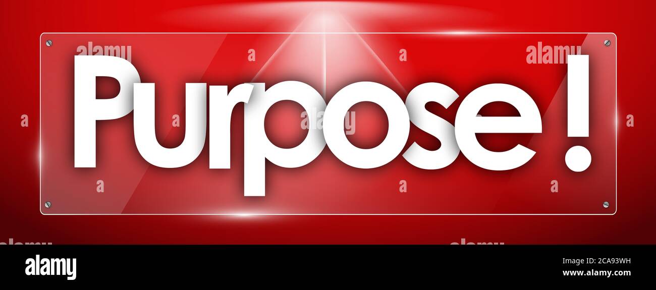 Purpose word in transparent glass shapes Stock Photo - Alamy
