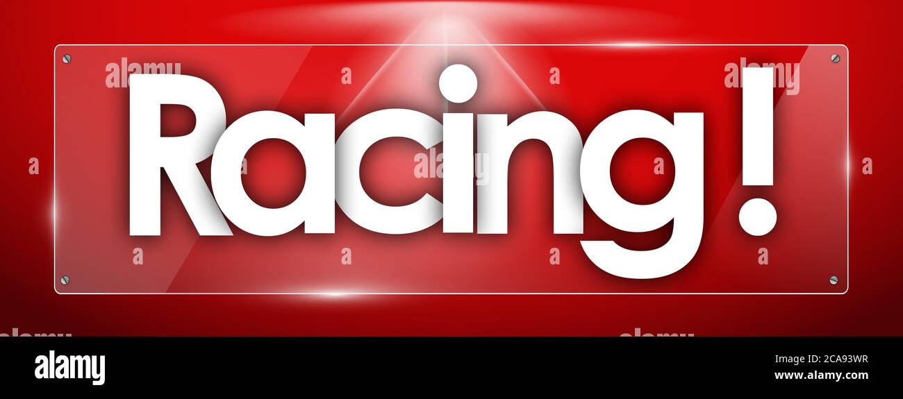 Racing word in colored rectangles background Stock Photo - Alamy
