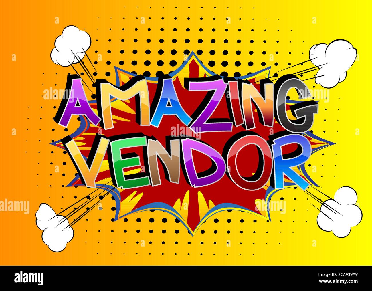 Amazing Vendor Comic book style cartoon words on abstract comics ...