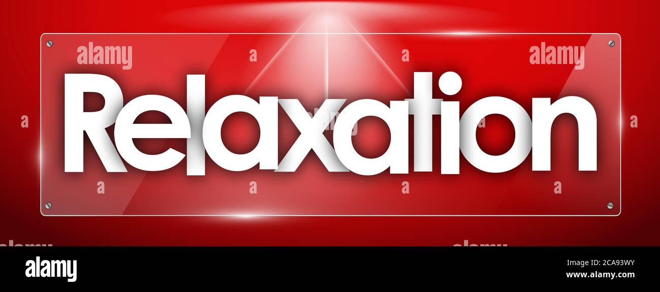 relaxation word in transparent glass shapes Stock Photo - Alamy