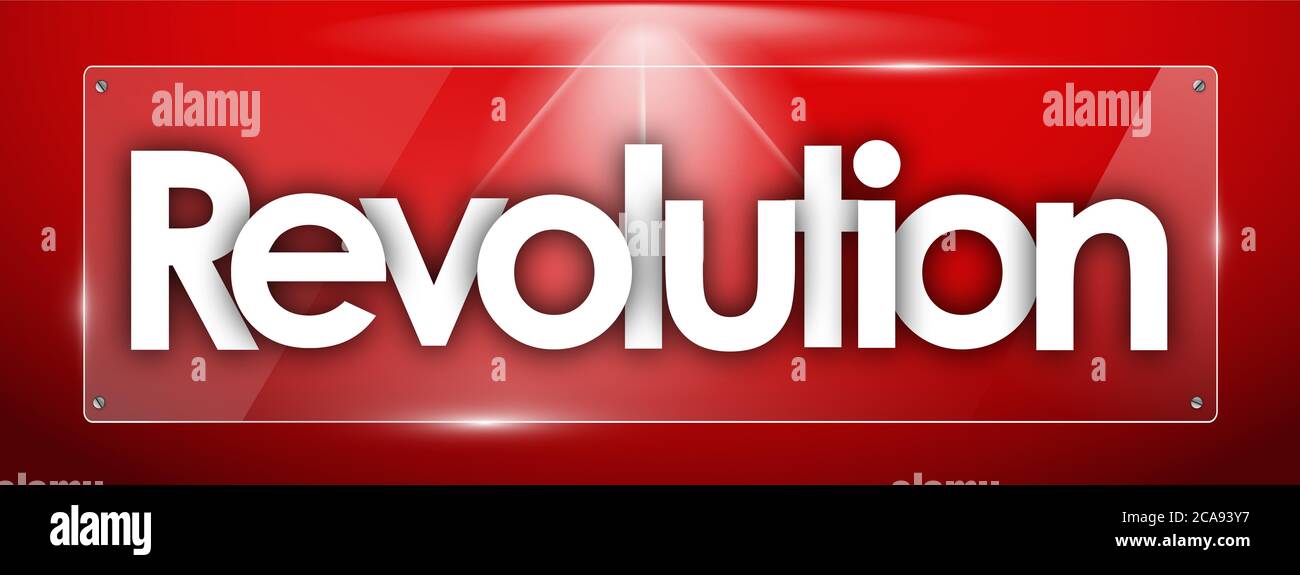 Revolution word in transparent glass shapes Stock Photo - Alamy