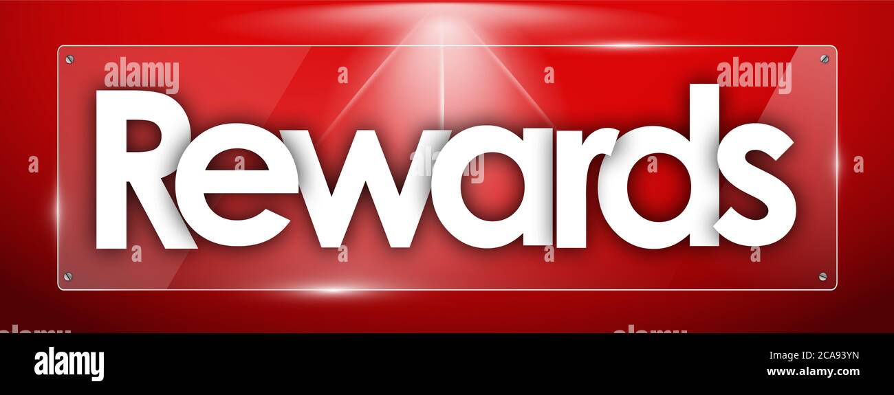 Rewards word in transparent glass shapes Stock Photo - Alamy