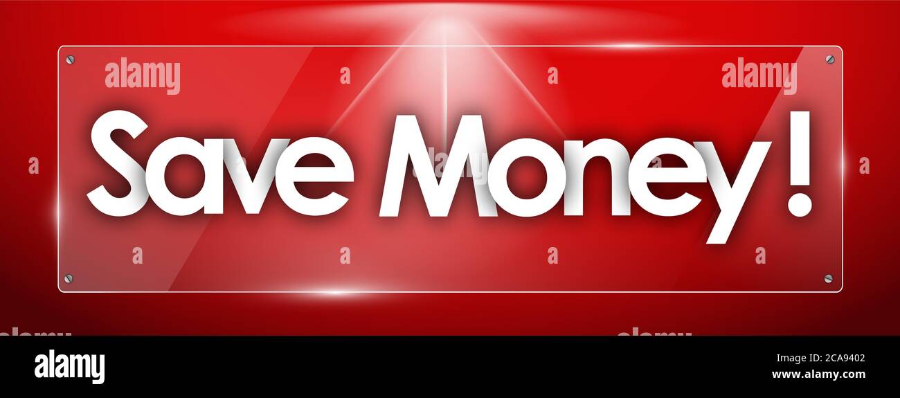 Save Money word in transparent glass shapes Stock Photo - Alamy