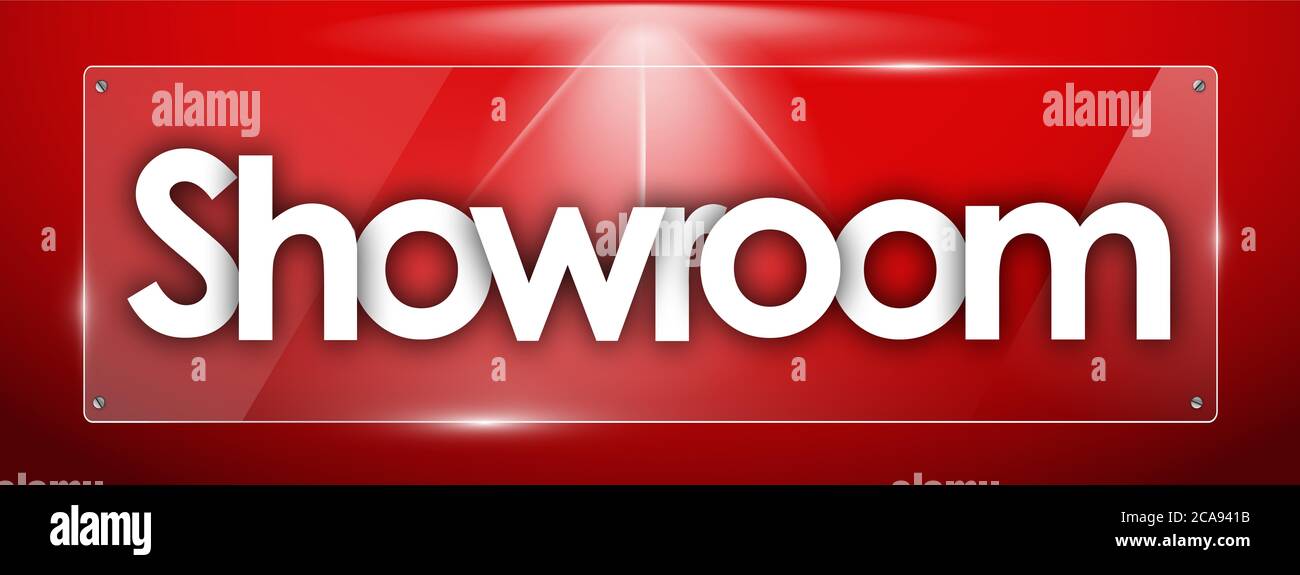 showroom word in transparent glass shapes Stock Photo - Alamy