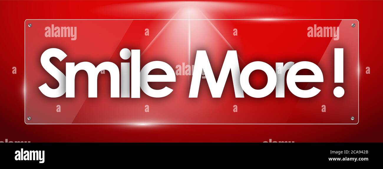 Smile More word in transparent glass shapes Stock Photo - Alamy