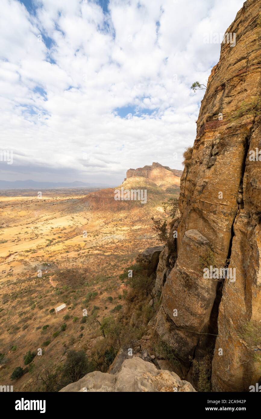 Access trail to Abuna Yemata Guh church through tall rocks of Gheralta ...