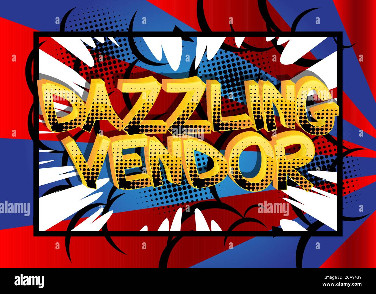Dazzling Vendor Comic book style cartoon words on abstract comics ...