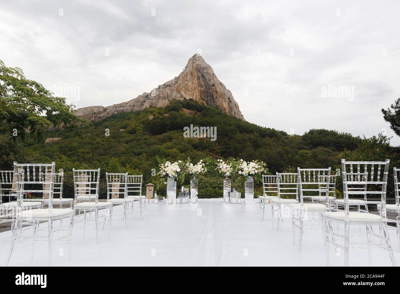 Beautiful decorations on wedding celebration ceremony outdoors. nature ...