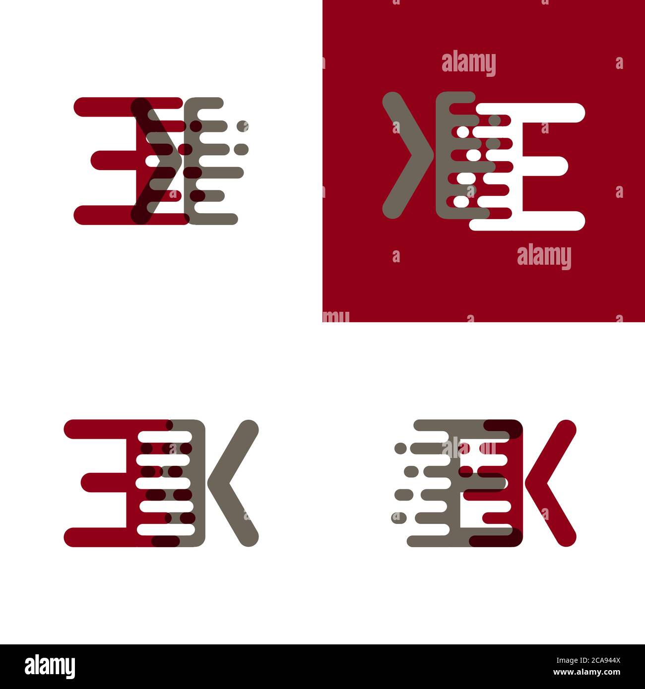 EK letters logo with accent speed in drak red and gray Stock Vector ...