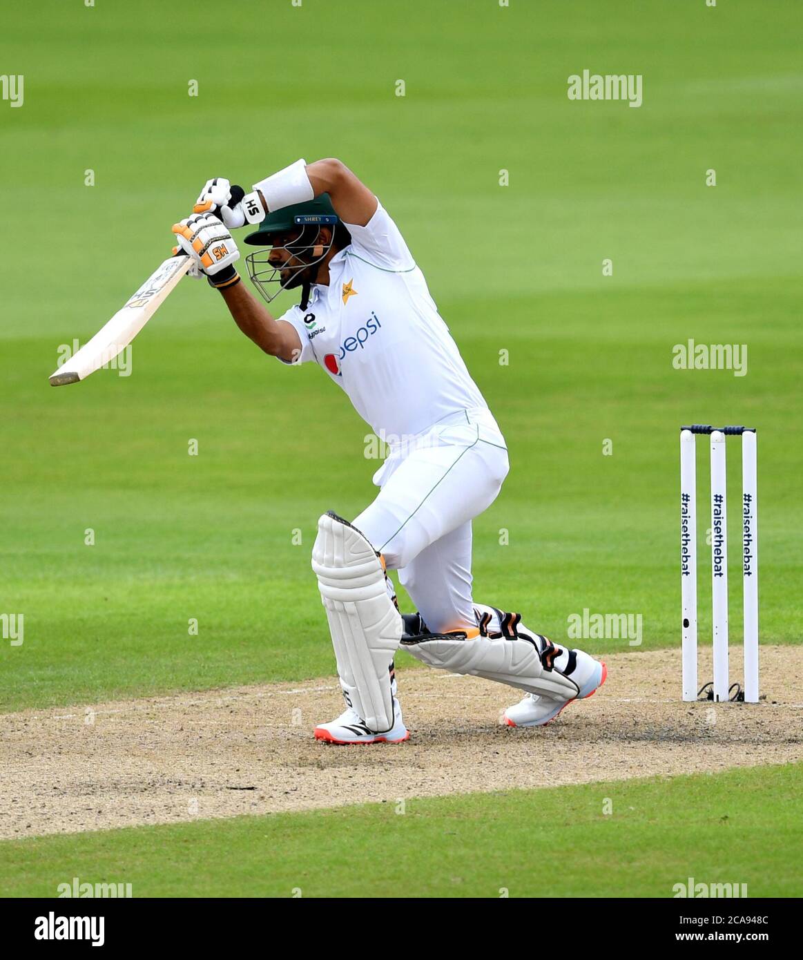 Pakistan's Babar Azam bats during day one of the First Test match at ...