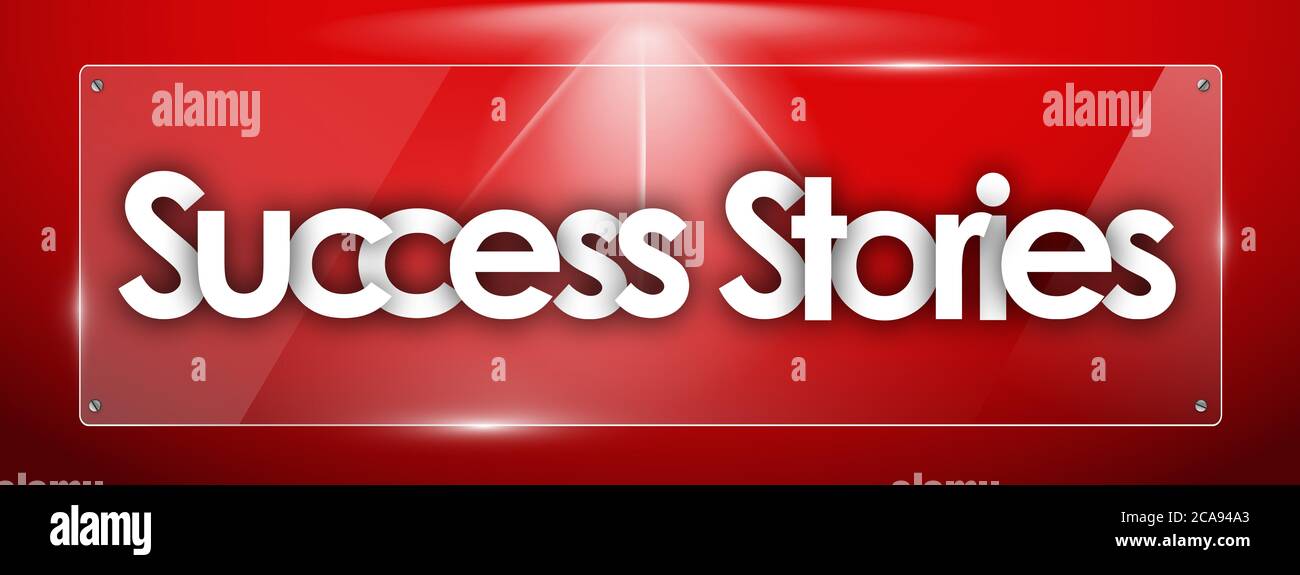 Success Stories word in transparent glass shapes Stock Photo - Alamy