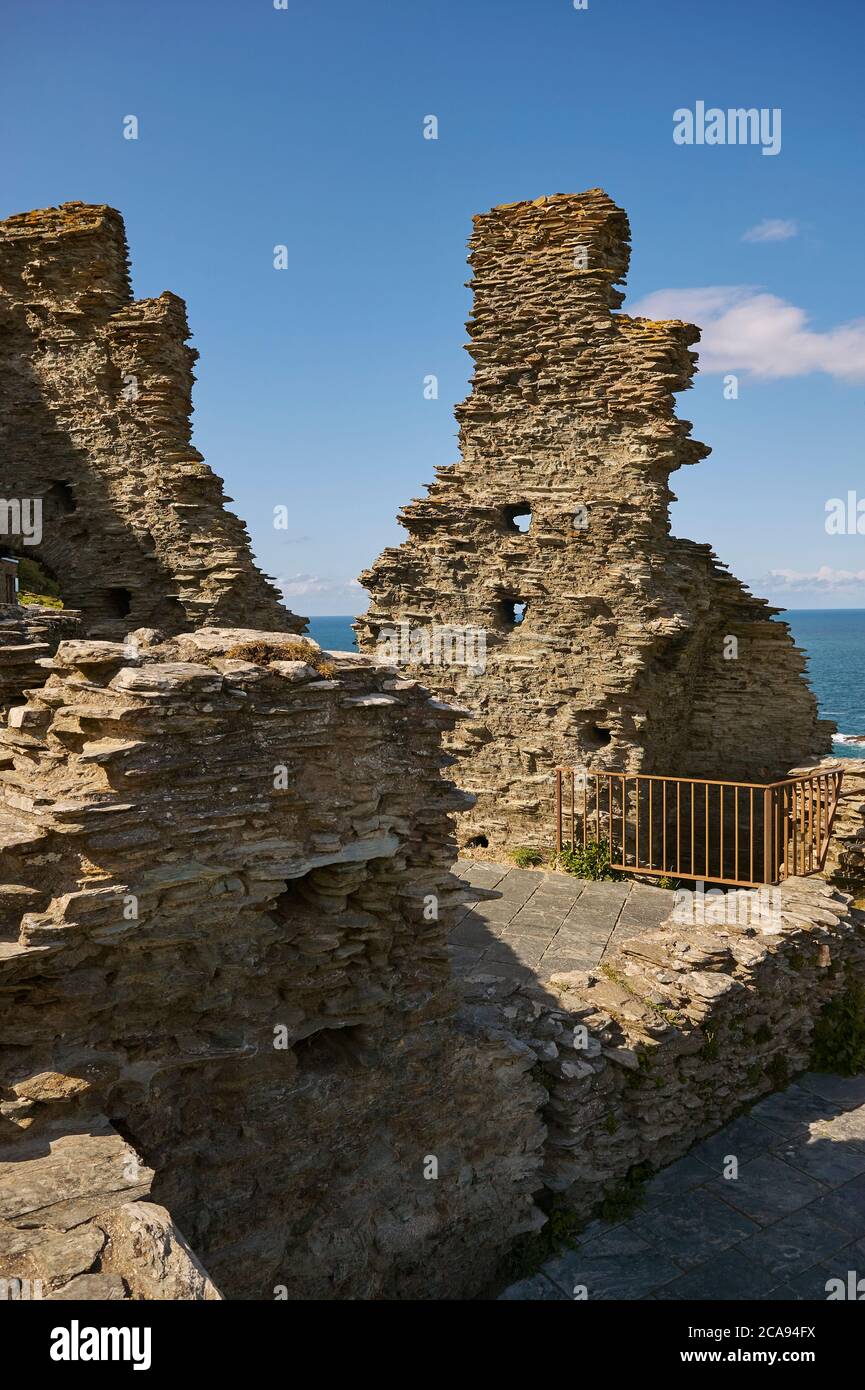 The Medieval ruins of Tintagel Castle, allegedly the birthplace of King ...