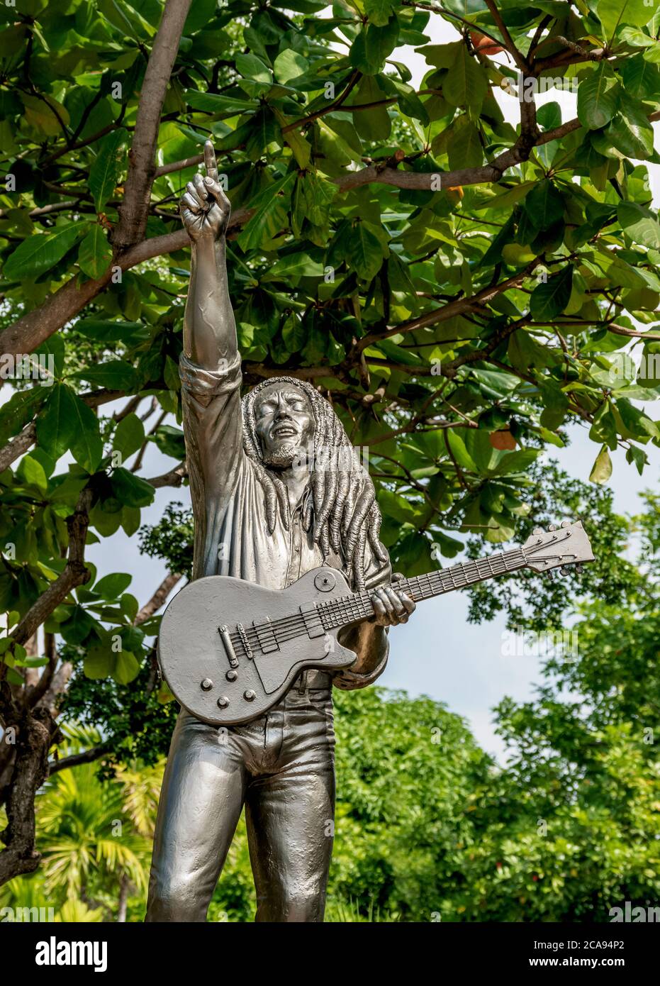 Bob Marley Statue in front of the Bob Marley Museum, 56 Hope Road ...