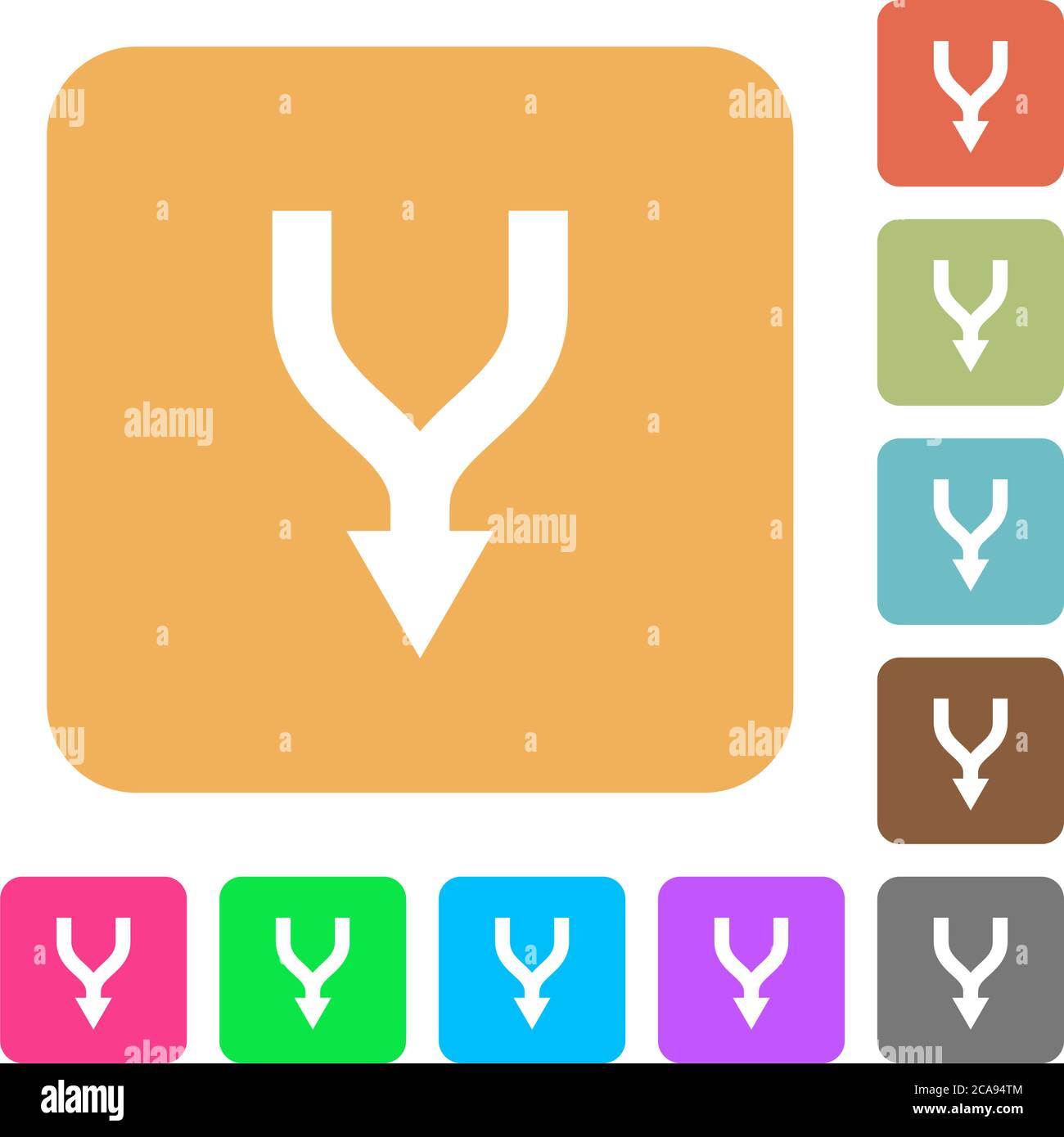 Merge arrows down flat icons on rounded square vivid color backgrounds Stock Vector Image & Art ...