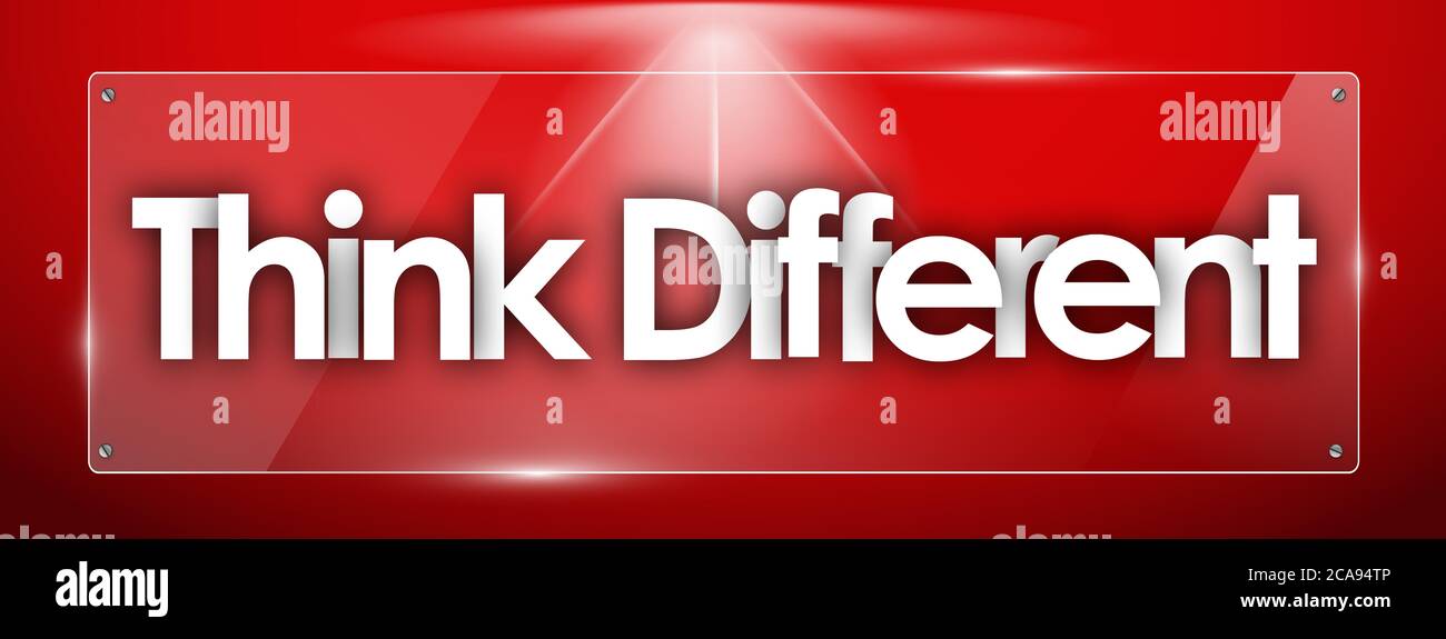 Think Different word in transparent glass shapes Stock Photo - Alamy