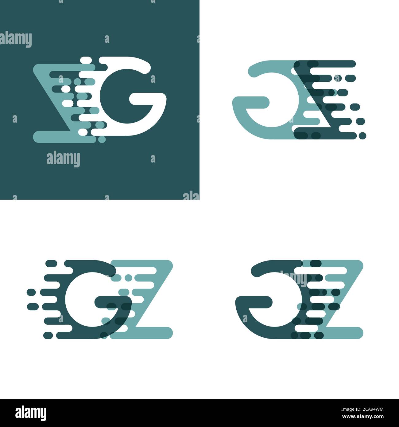 GZ letters logo with accent speed in gray and dark green Stock Vector ...