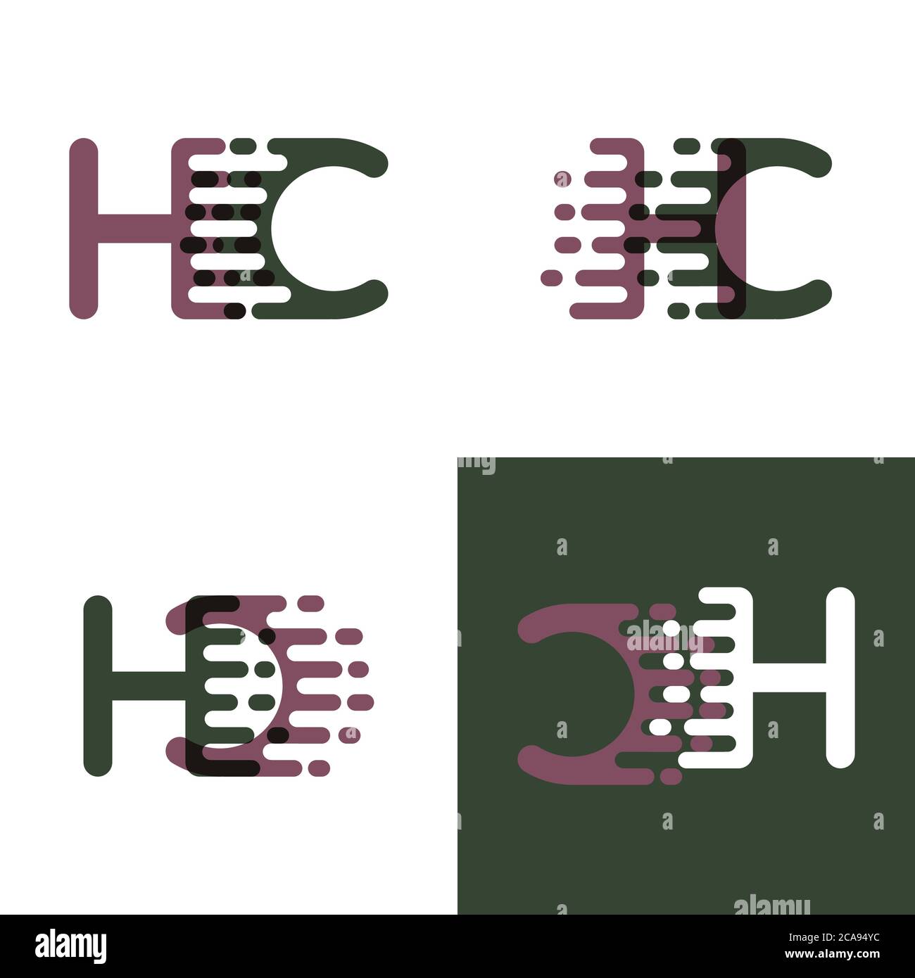 HC letters logo with accent speed in purple and dark green Stock Vector ...