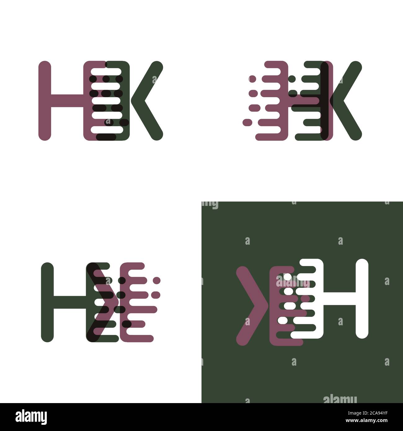 HK letters logo with accent speed in purple and dark green Stock Vector ...
