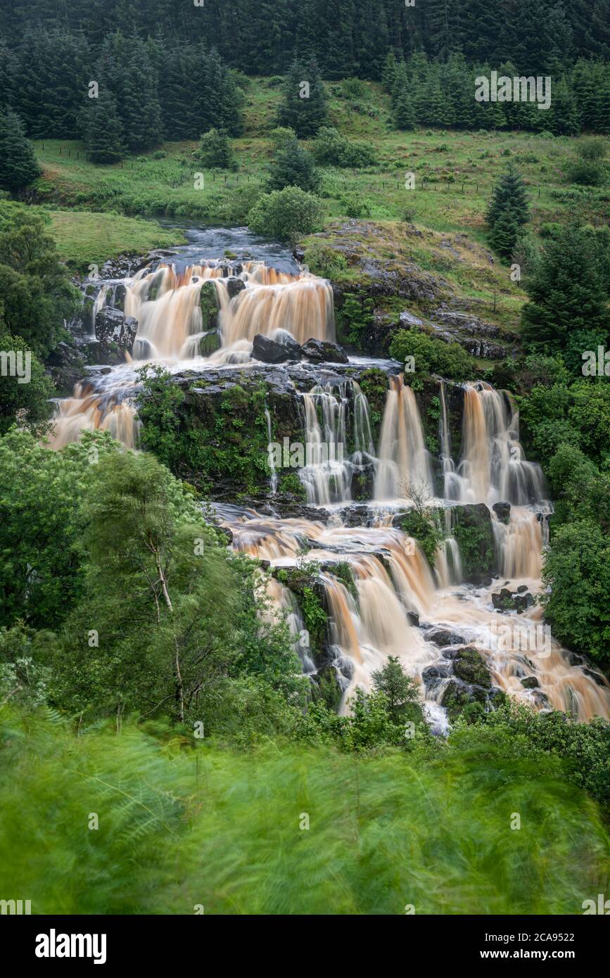 The Loup of Fintry waterfall on the River Endrick, located ...