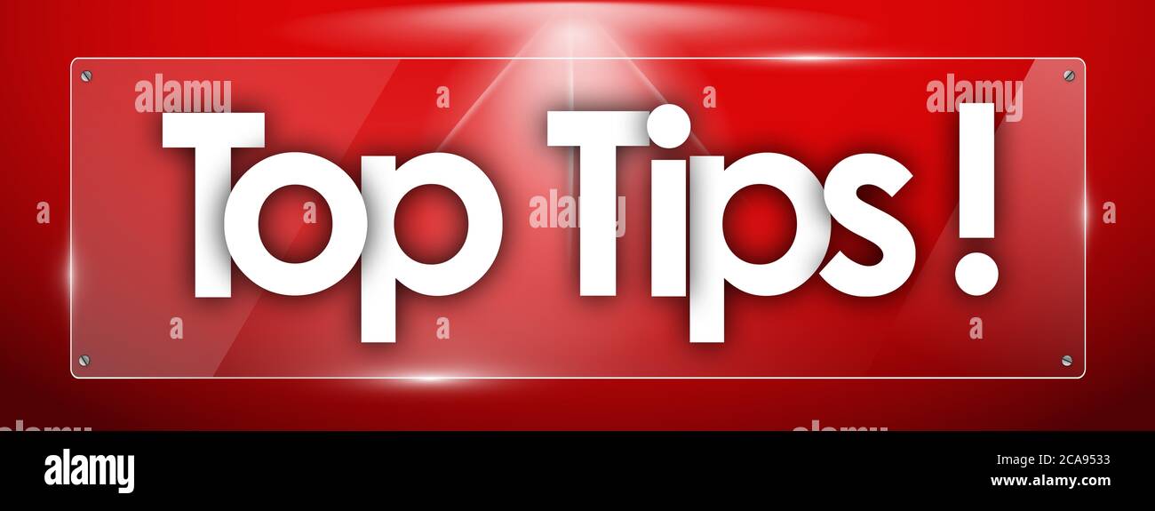 Top Tips word in transparent glass shapes Stock Photo - Alamy