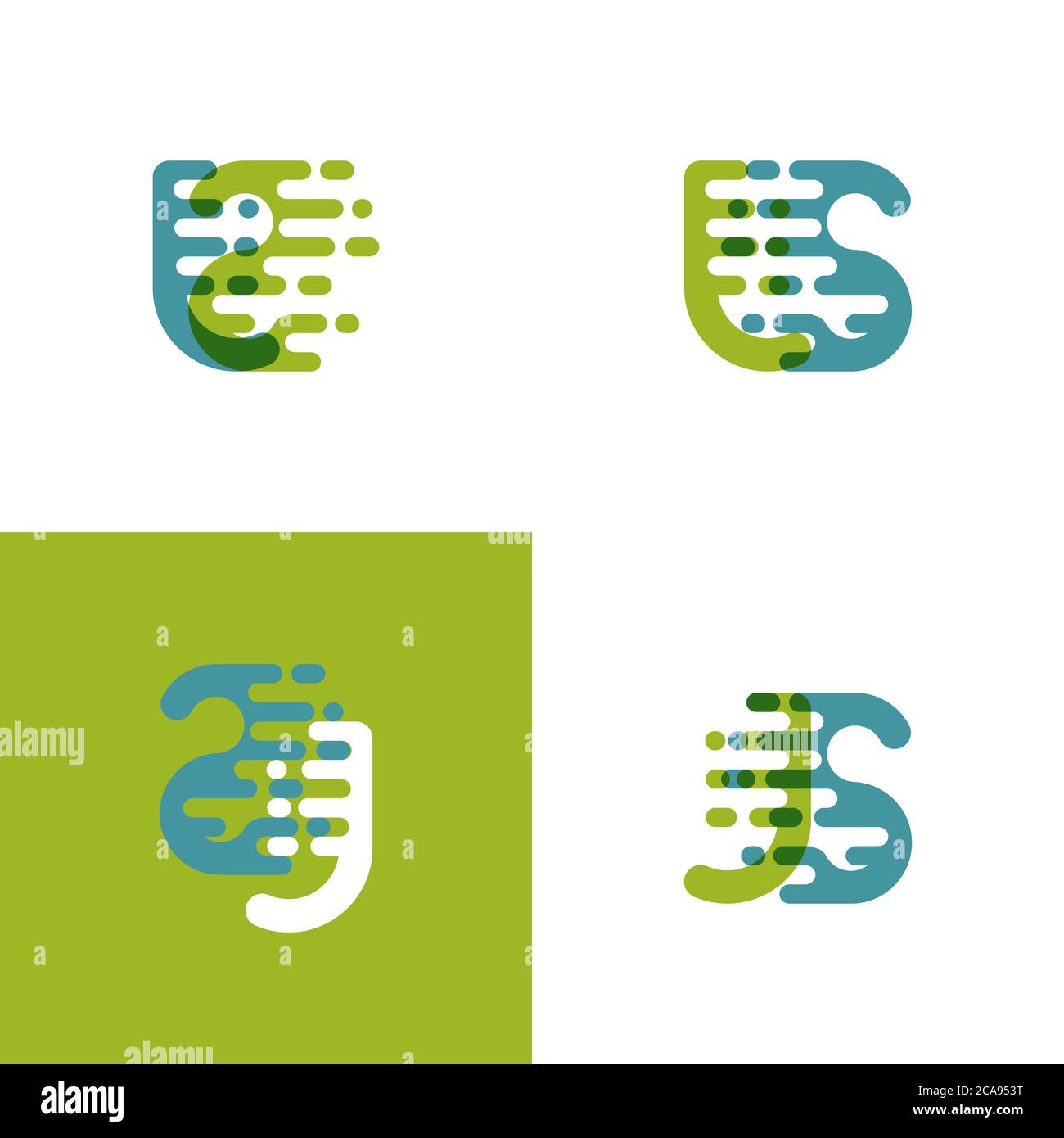 JS letters logo with accent speed in light green and light blue Stock ...