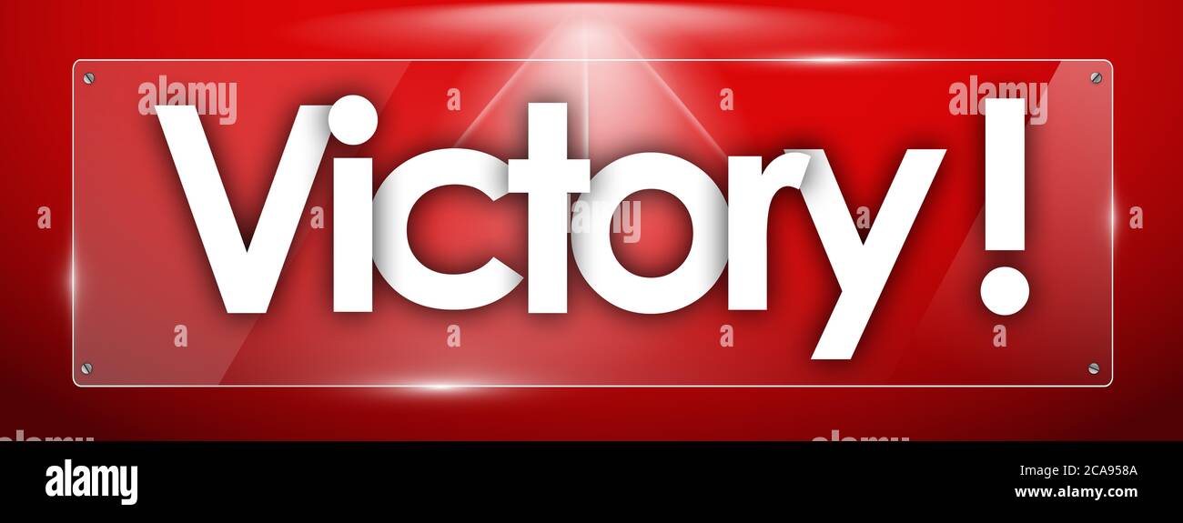 Victory word in transparent glass shapes Stock Photo - Alamy