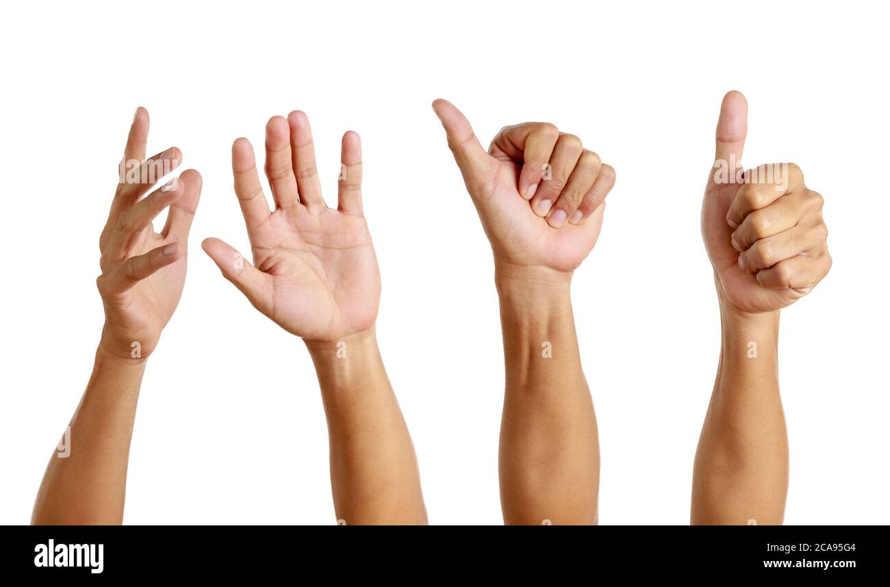 Set of hand man show symbol isolated on white background Stock Photo ...