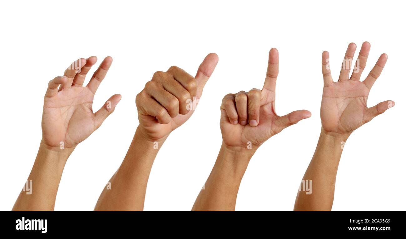 Set of hand man show symbol isolated on white background Stock Photo ...