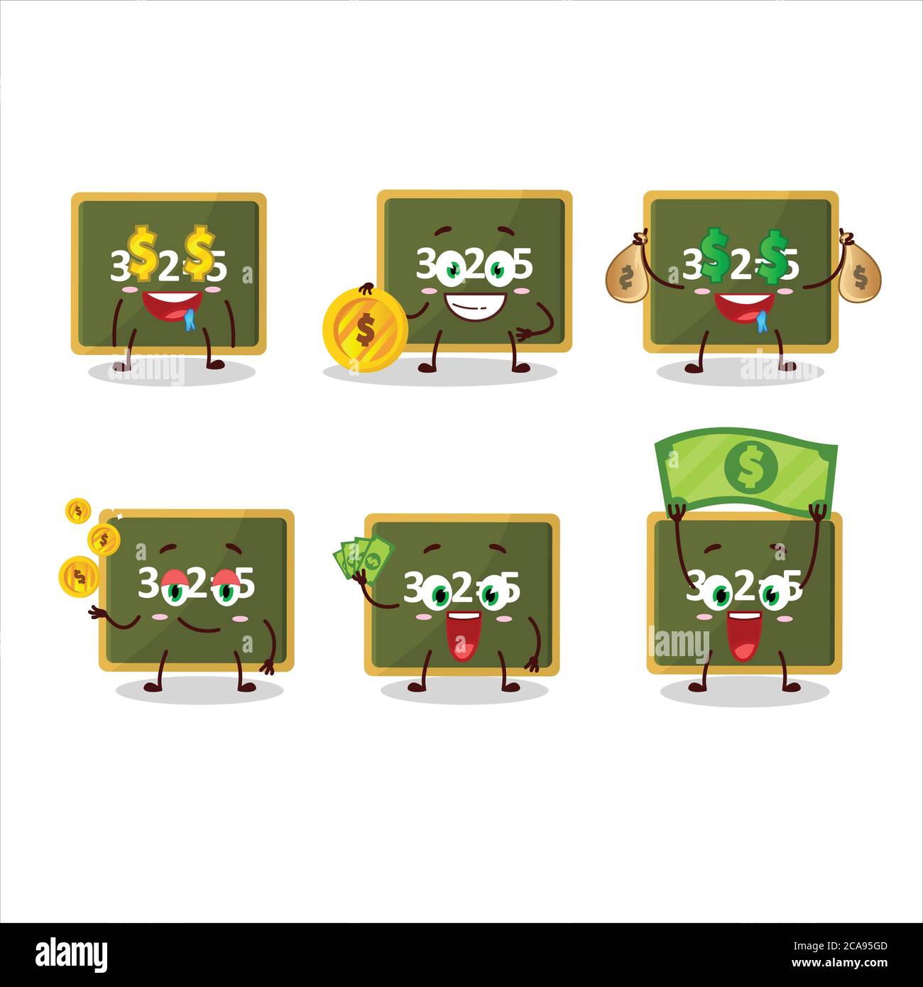 Chalk board cartoon character with cute emoticon bring money Stock ...