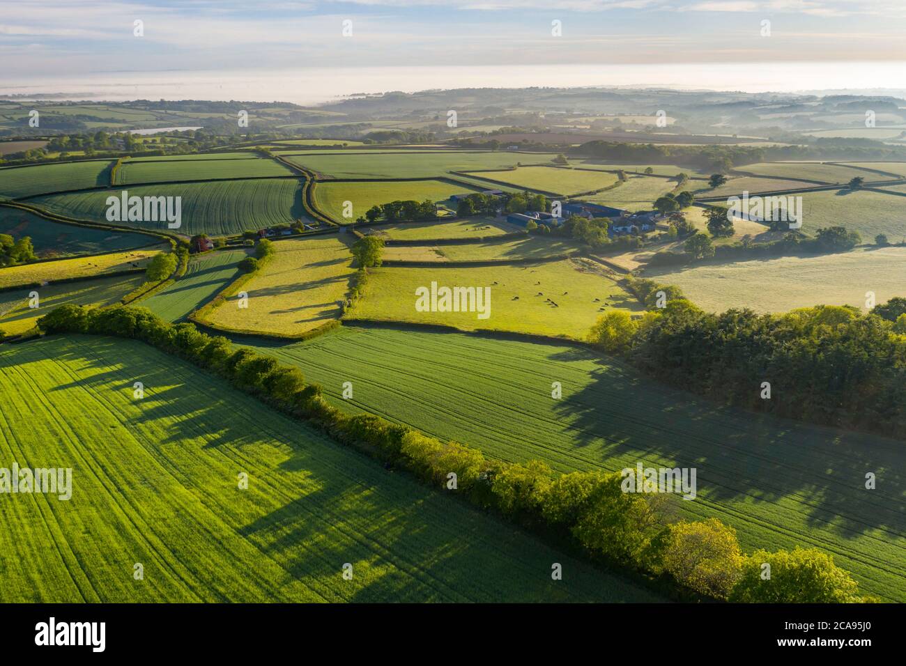 Verdant rolling countryside surrounding Livaton Farm, South Tawton ...