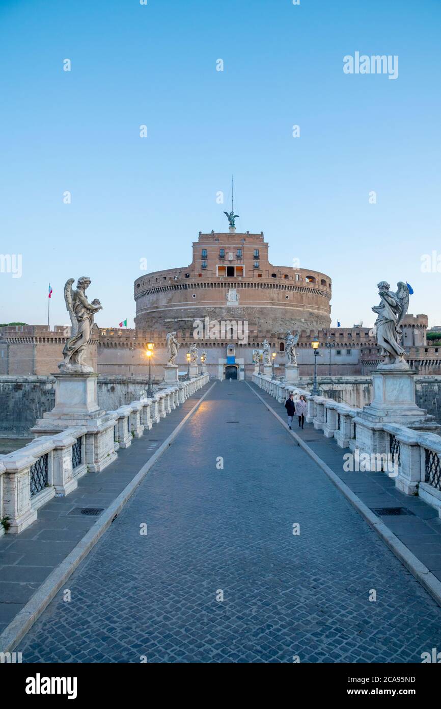 St. Angelo Bridge (Ponte Sant'Angelo) and Castel Sant'Angelo, UNESCO World Heritage Site, Rome ...