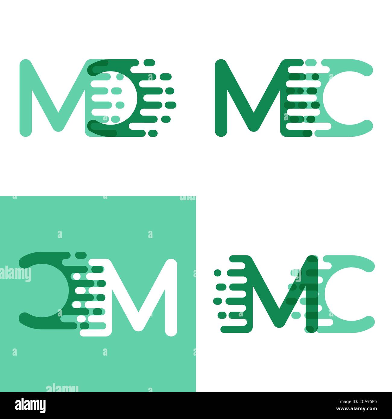 MC letters logo with accent speed in light green and dark green Stock ...