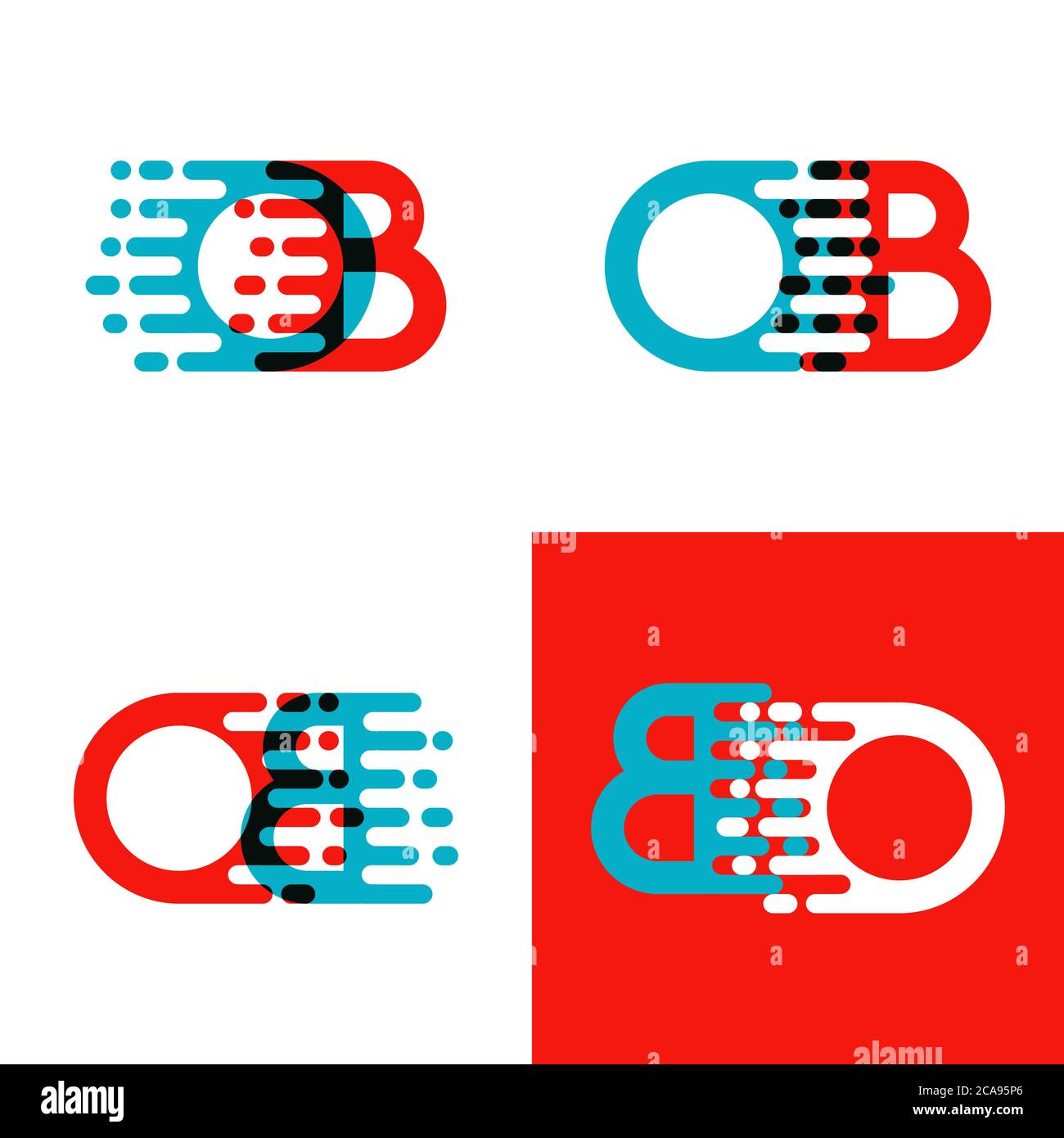 OB letters logo with accent speed in red and blue Stock Vector Image ...