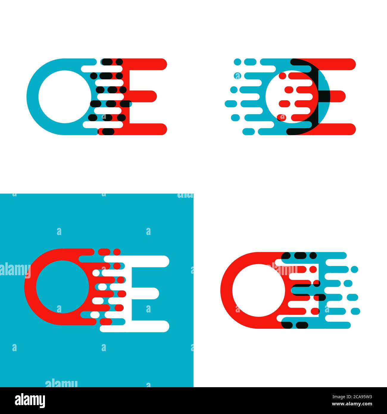 OE letters logo with accent speed in red and blue Stock Vector Image ...