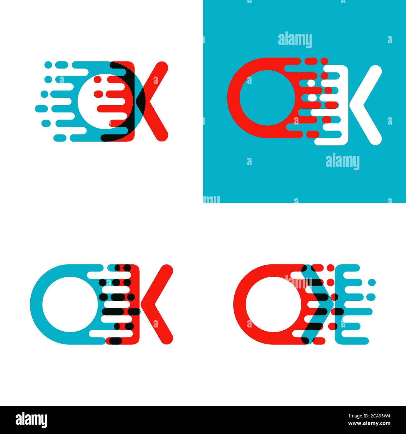 OK letters logo with accent speed in red and blue Stock Vector Image ...